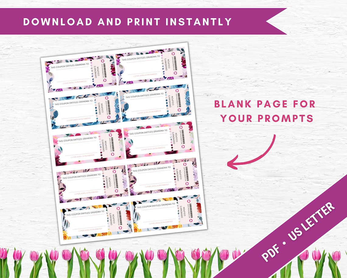 Printable Grandma Coupons, Printable Coupons for Grandma, Coupon Book ...