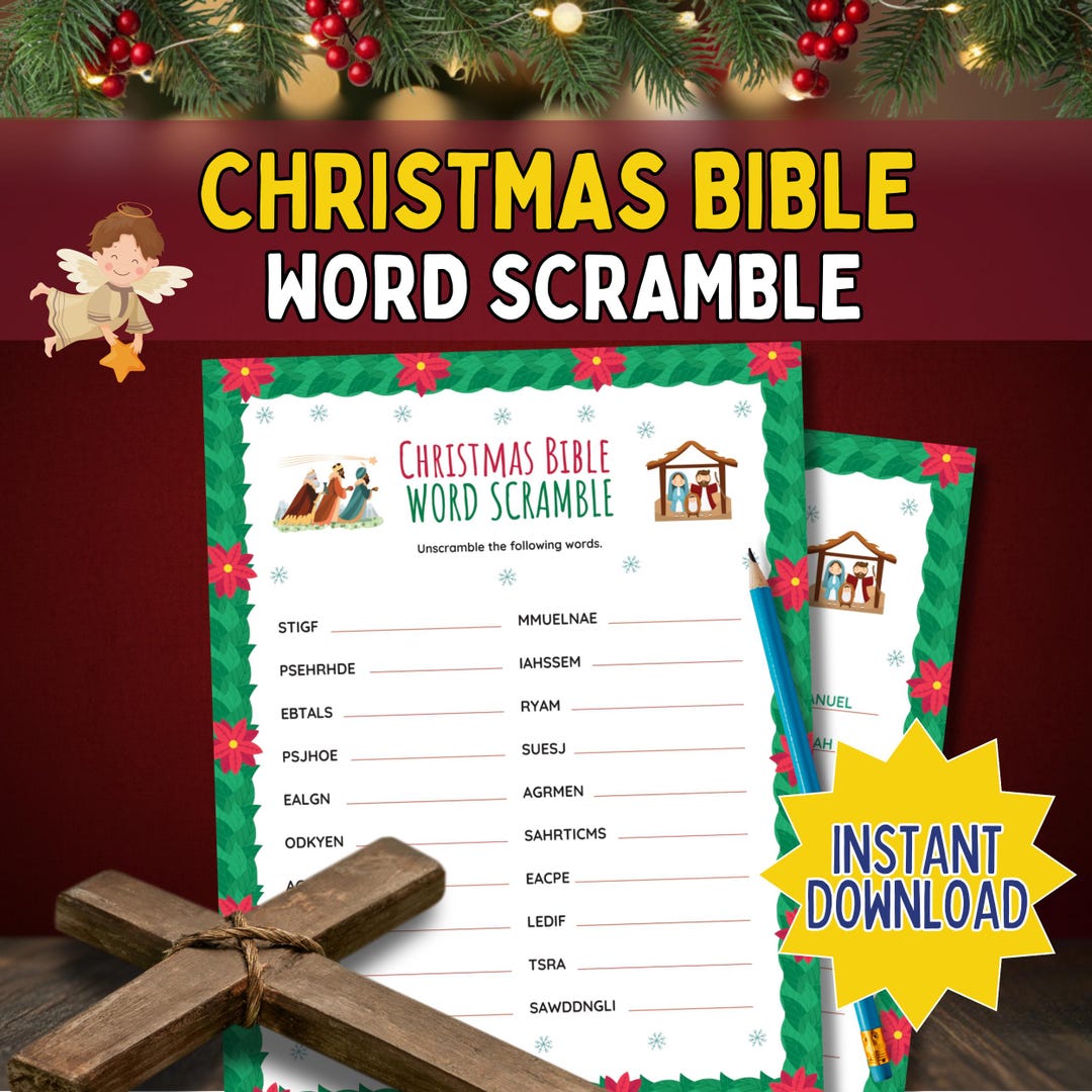 Christmas Bible Word Scramble Game, Fun Christmas Bible Word Game for ...