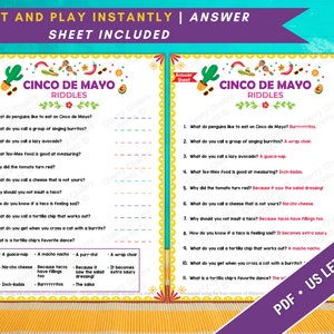 Cinco De Mayo Riddles Game, Printable Cinco De Mayo Fun Mexican Party ...