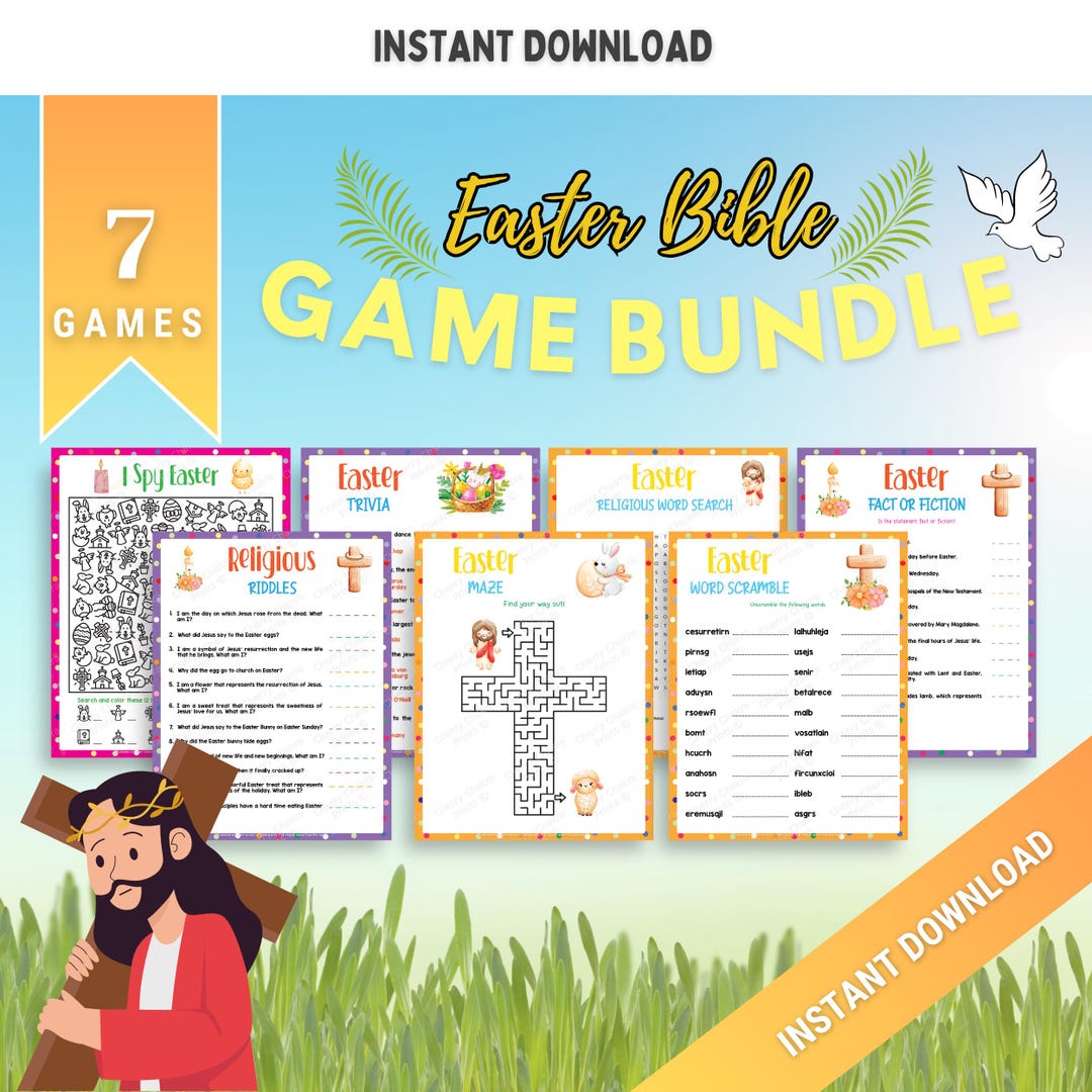 Easter Bible Story Games Bundle | Religious Christian Church Easter ...