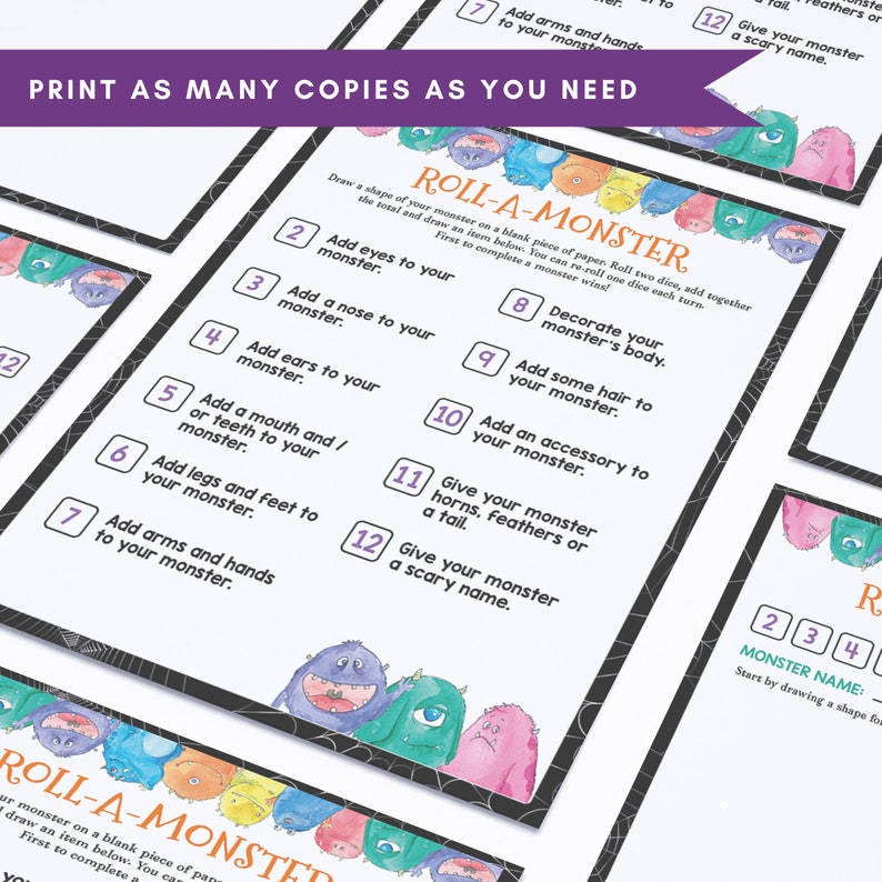 Fun Halloween Roll A Monster Dice Game | Halloween Printable Dice Game ...