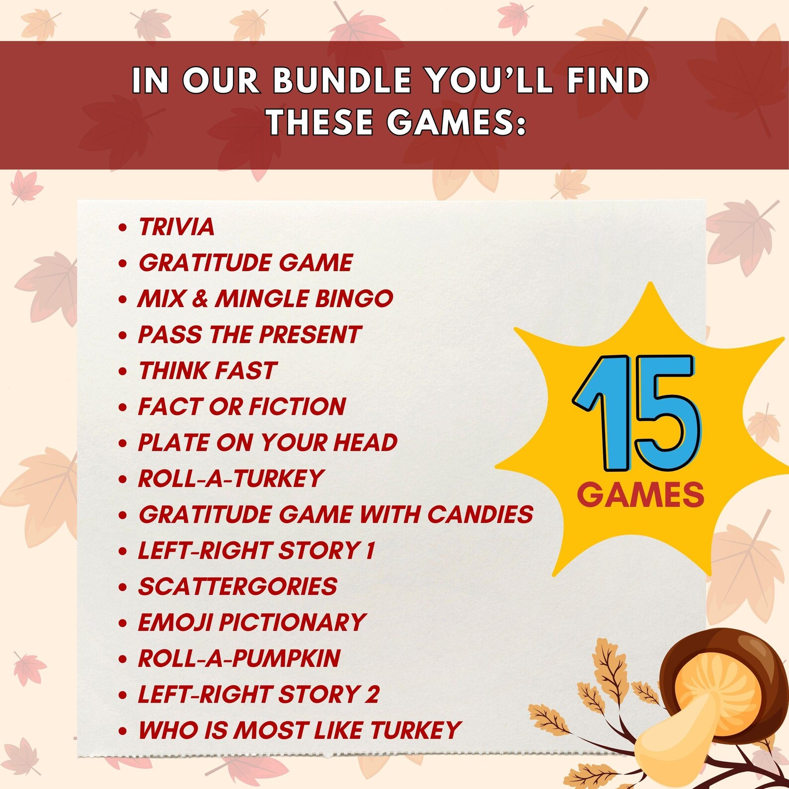 Fun Thanksgiving Game Bundle, Turkey Day Trivia Game, Thanksgiving ...