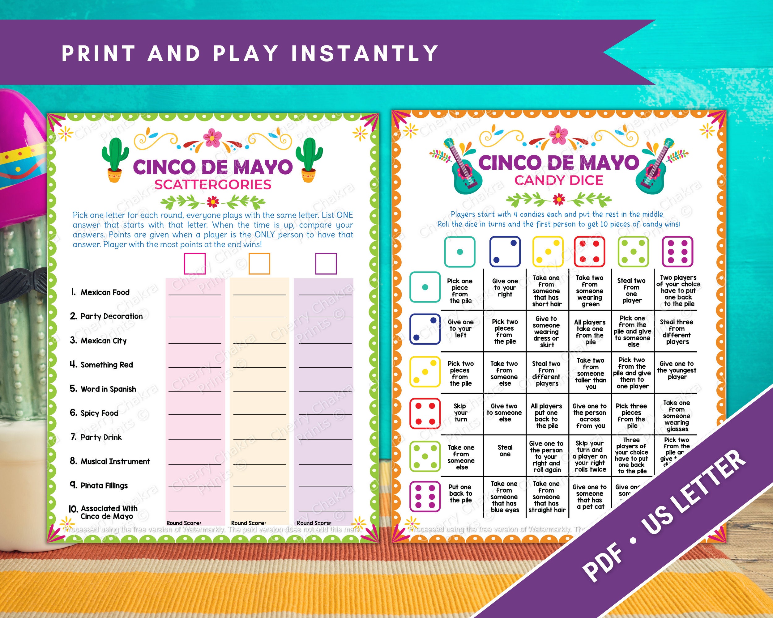 5 Cinco De Mayo Games Bundle, Printable Cinco De Mayo Fun Mexican Party ...