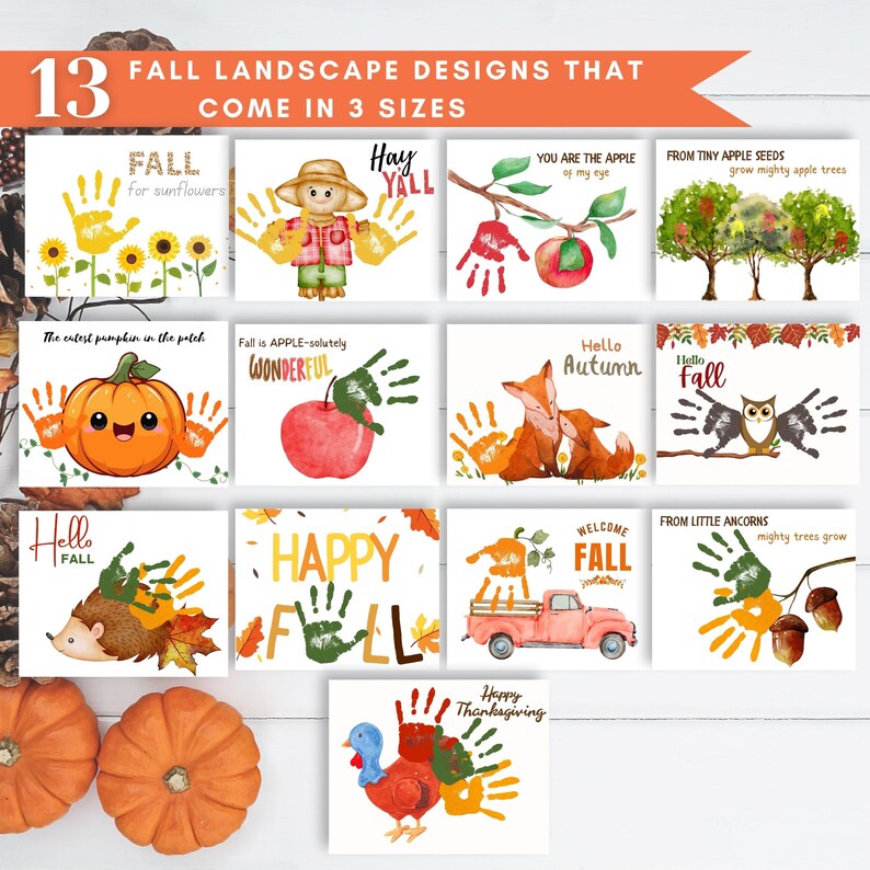 Fall Handprint Craft Bundle, Fall Halloween Handprint Art, Fall Craft ...