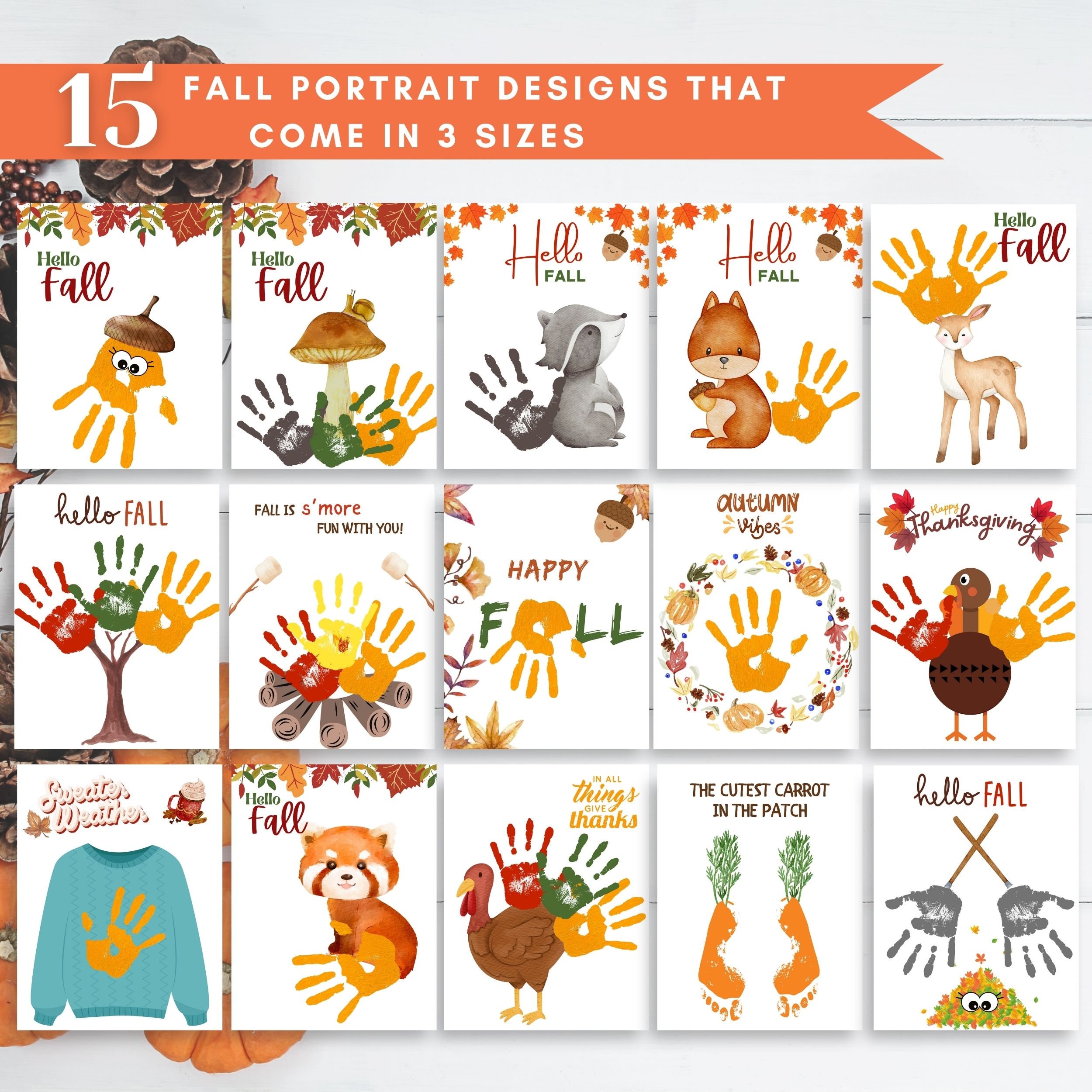 Fall Handprint Craft Bundle, Fall Halloween Handprint Art, Fall Craft ...