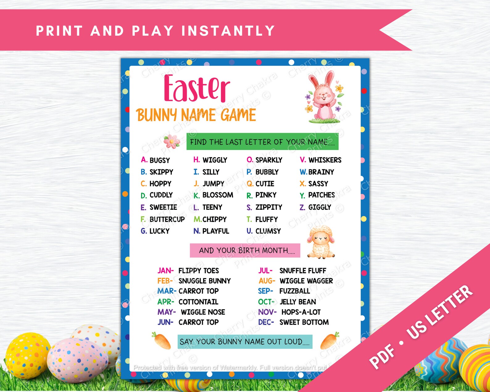 What's Your Bunny Name Game | Easter Name Game | Printable Easter Games ...