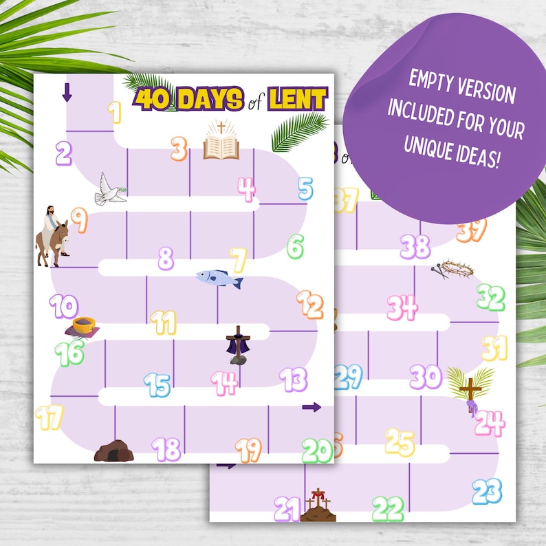40 Days Lent Countdown Calendar, 40 Days of Prayer Lent, Kids Lenten ...