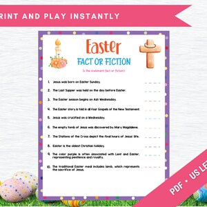 Easter Bible Fact or Fiction Game | Religious Easter Printable Game for ...
