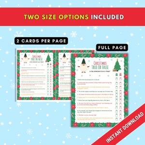 Christmas True or False Game, Printable Christmas Game, Fun Christmas ...