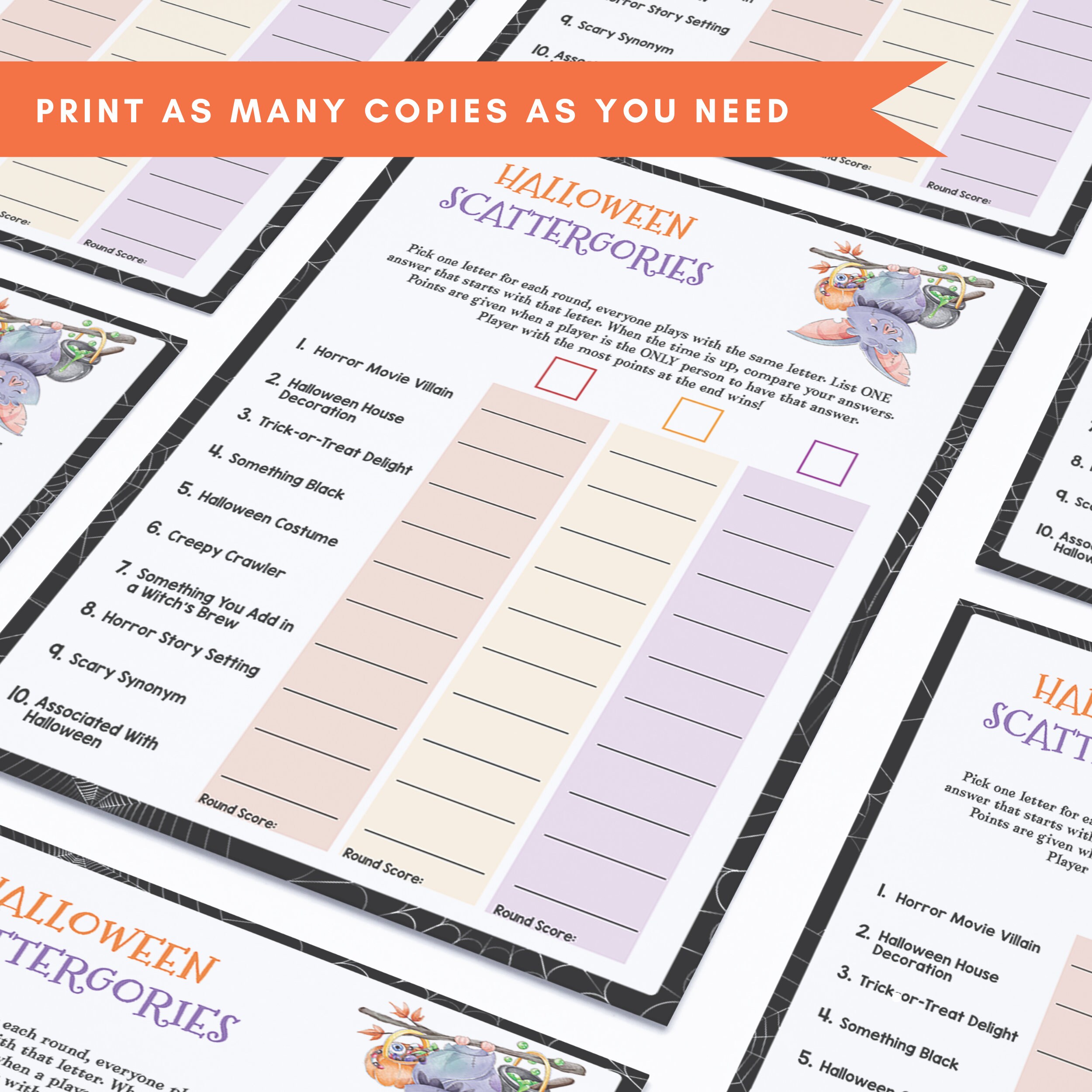 Halloween Scattergories Game, Printable Halloween Game, Halloween Word ...