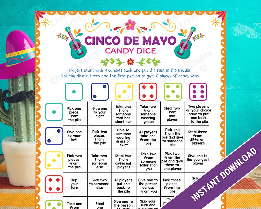 Cinco De Mayo Candy Dice Game, Printable Cinco De Mayo Fun Mexican ...