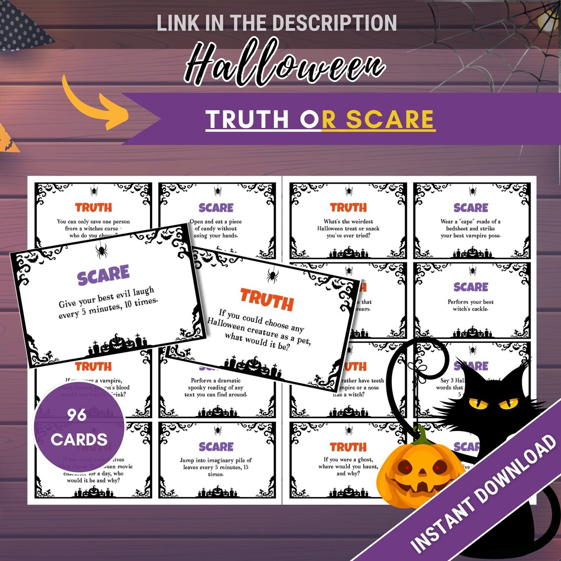 HALLOWEEN Charades Pictionary, Halloween Printable Game Charade Cards ...