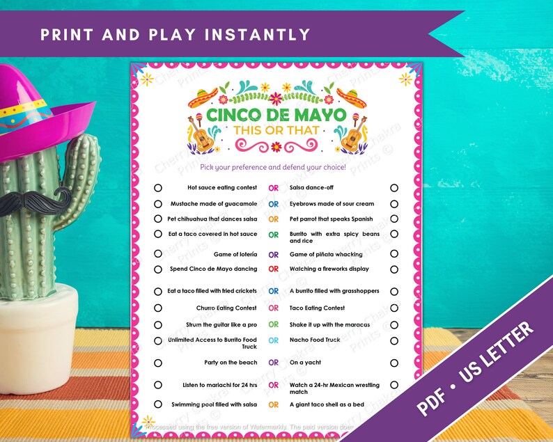 Cinco De Mayo This or That Game, Would You Rather | Cinco De Mayo Party ...