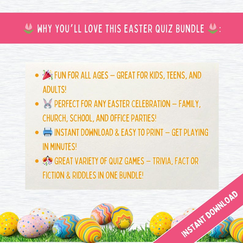 Easter Trivia Quiz Game Bundle, Printable Easter Games, Easter Activity ...