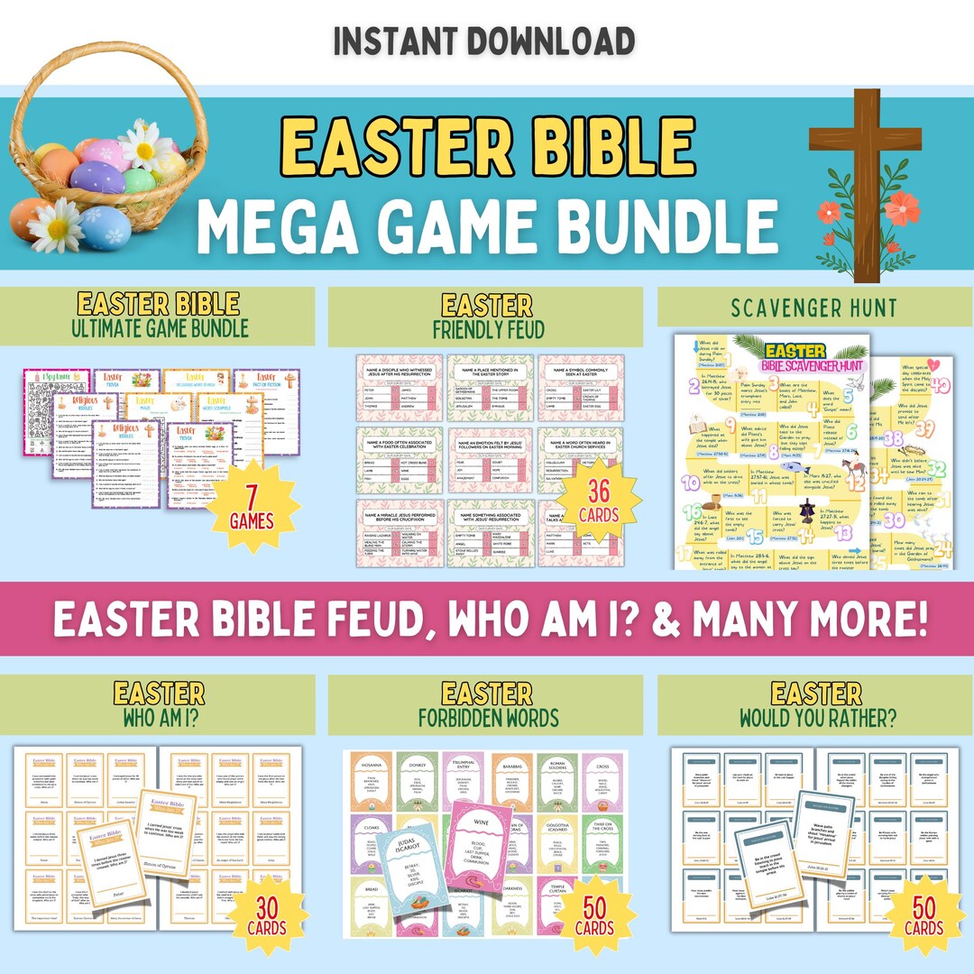 Easter Bible Mega Game Bundle | Fun Christian Printable Games for Kids ...