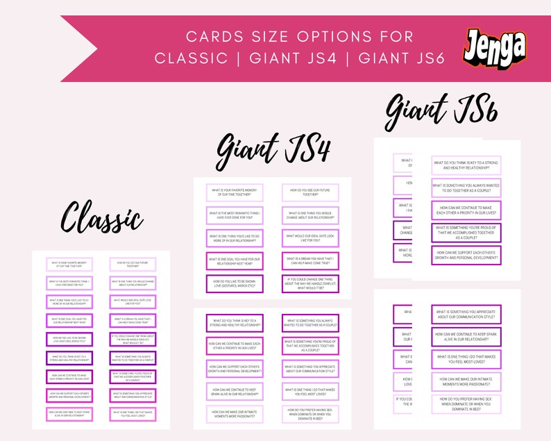 Jenga Questions & Conversation Starter Cards for Couples - Etsy