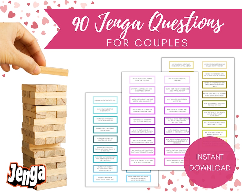 Jenga Questions & Conversation Starter Cards for Couples - Etsy
