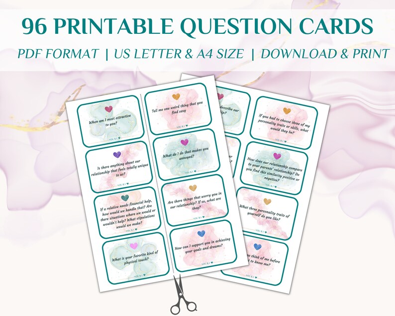 Couples Games - Printable Couples Question Cards Game | Conversation ...