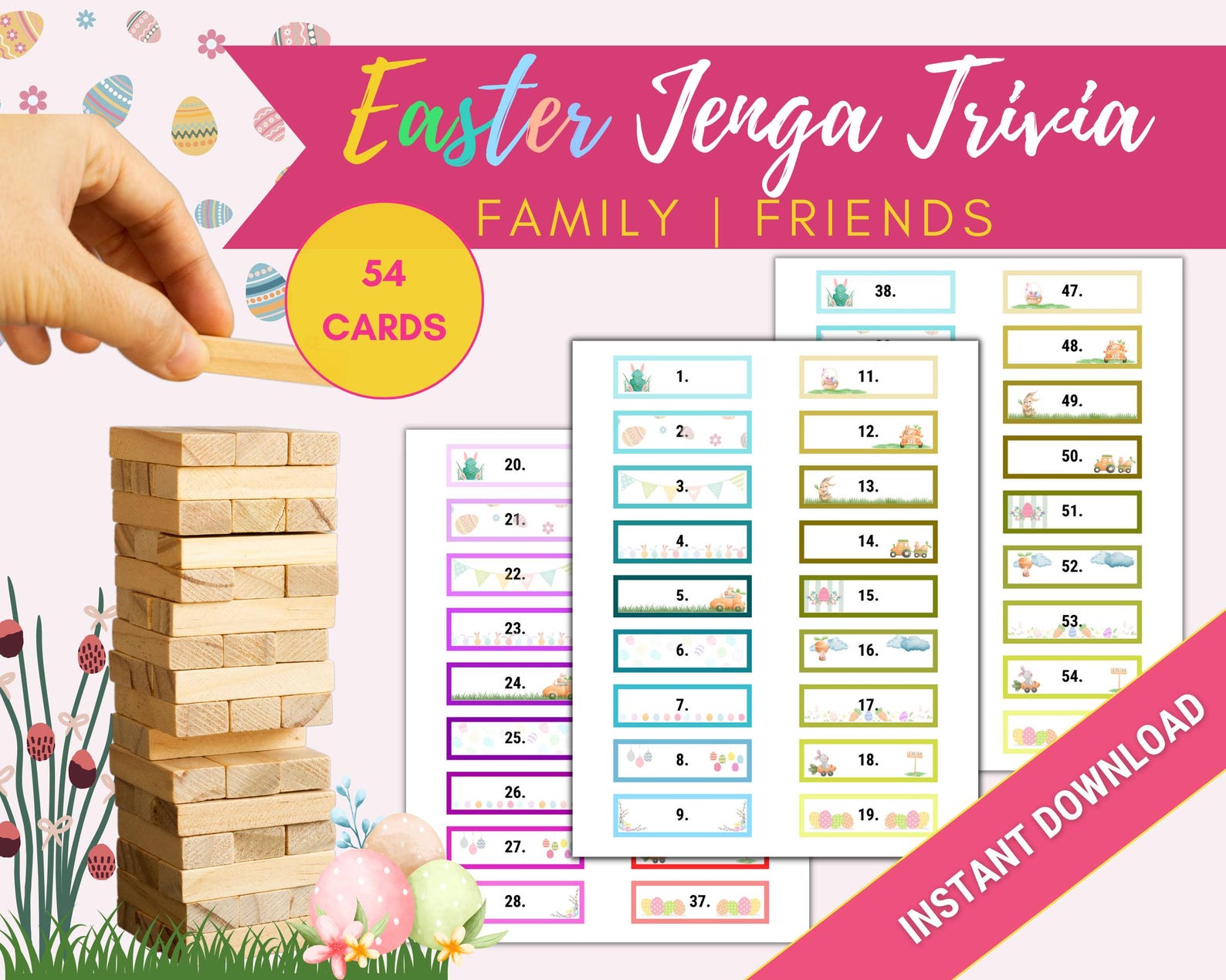 Jenga Easter Trivia Game | Printable Easter Games Quiz | Easter ...