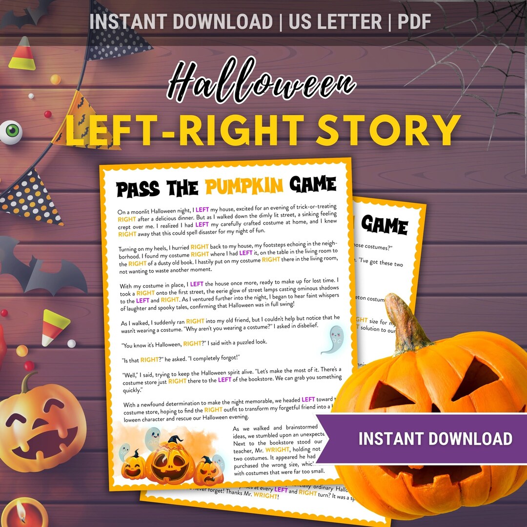 Halloween Party Pass the Pumpkin Game, Halloween Left Right Game ...