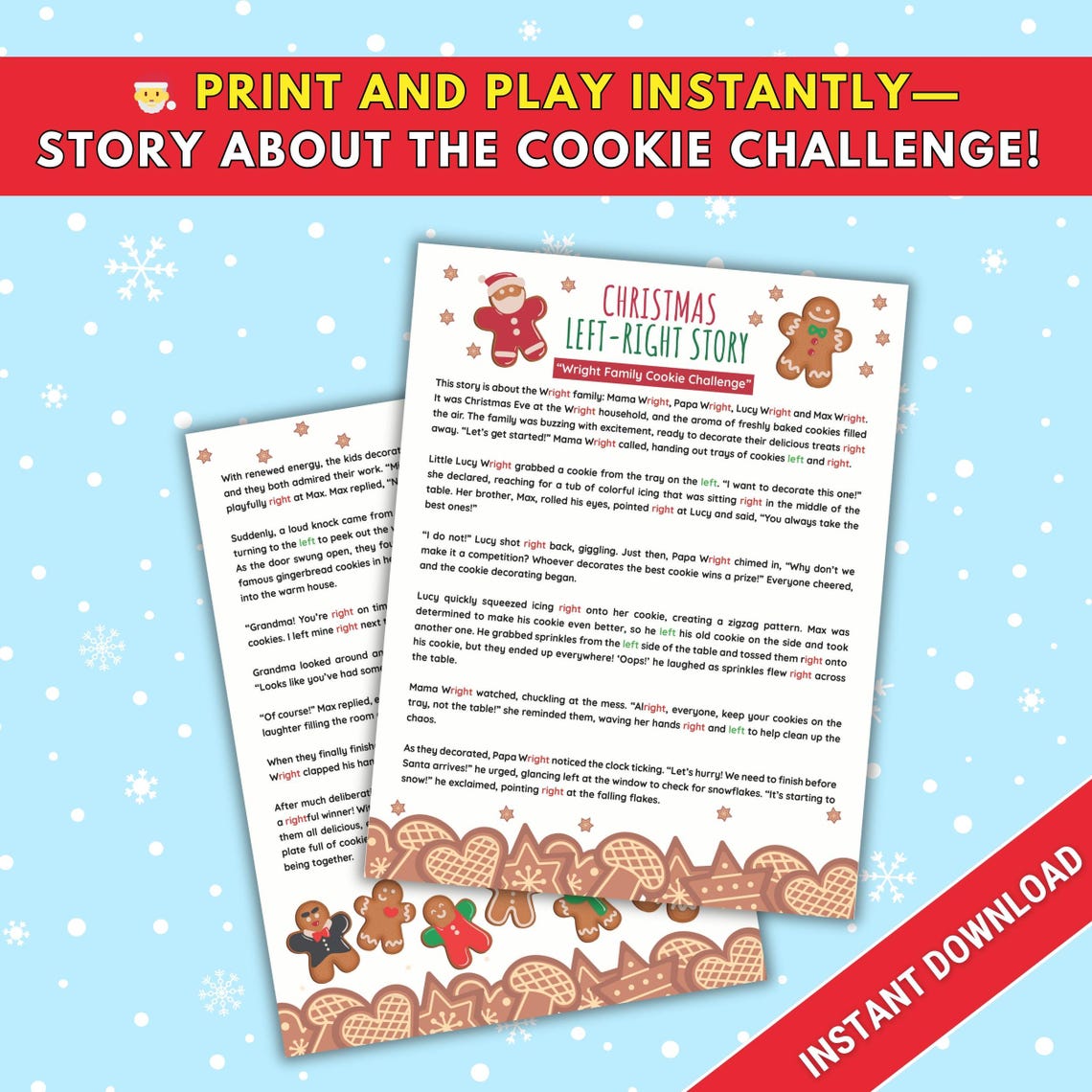 Christmas Left Right Story Game, Printable Christmas Party Game ...