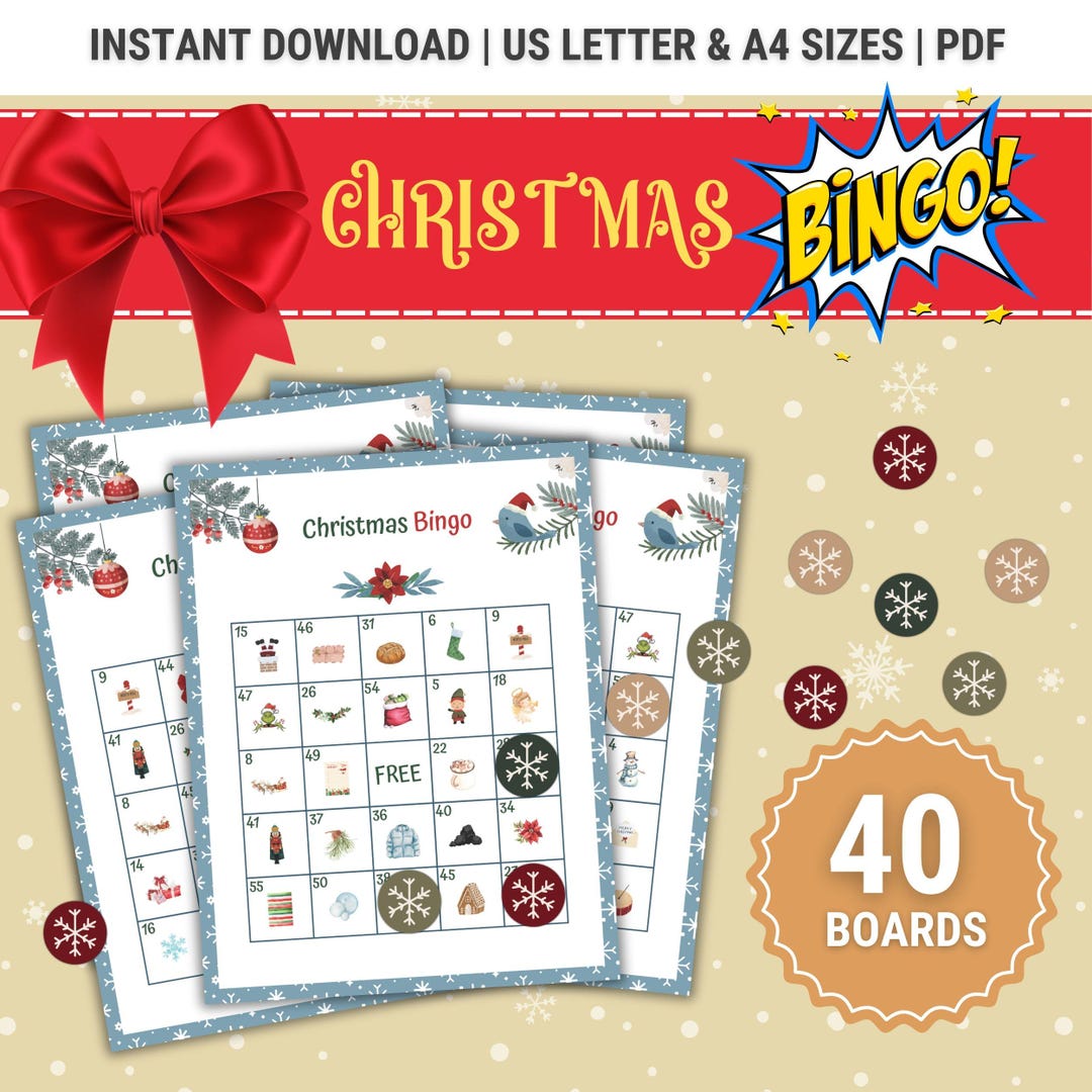 Christmas Bingo Game, Printable Christmas Bingo Cards Game, Kids ...