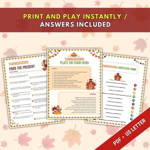 Fun Thanksgiving Game Bundle, Turkey Day Trivia Game, Thanksgiving ...