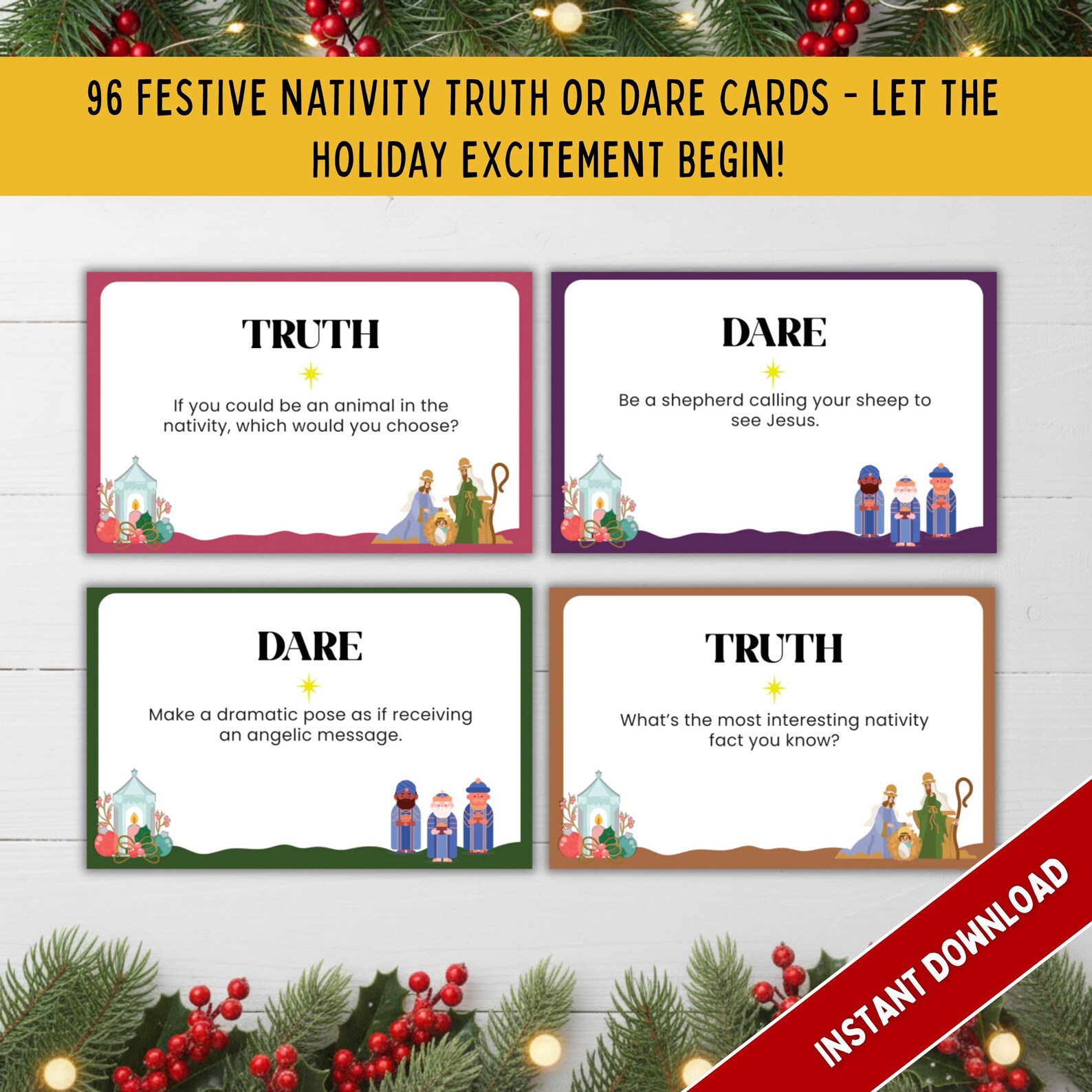 Christmas Bible Truth or Dare Game, Printable Christian Christmas ...