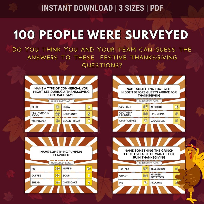 Fun Thanksgiving Friendly Family Feud Game, Thanksgiving Family Group ...