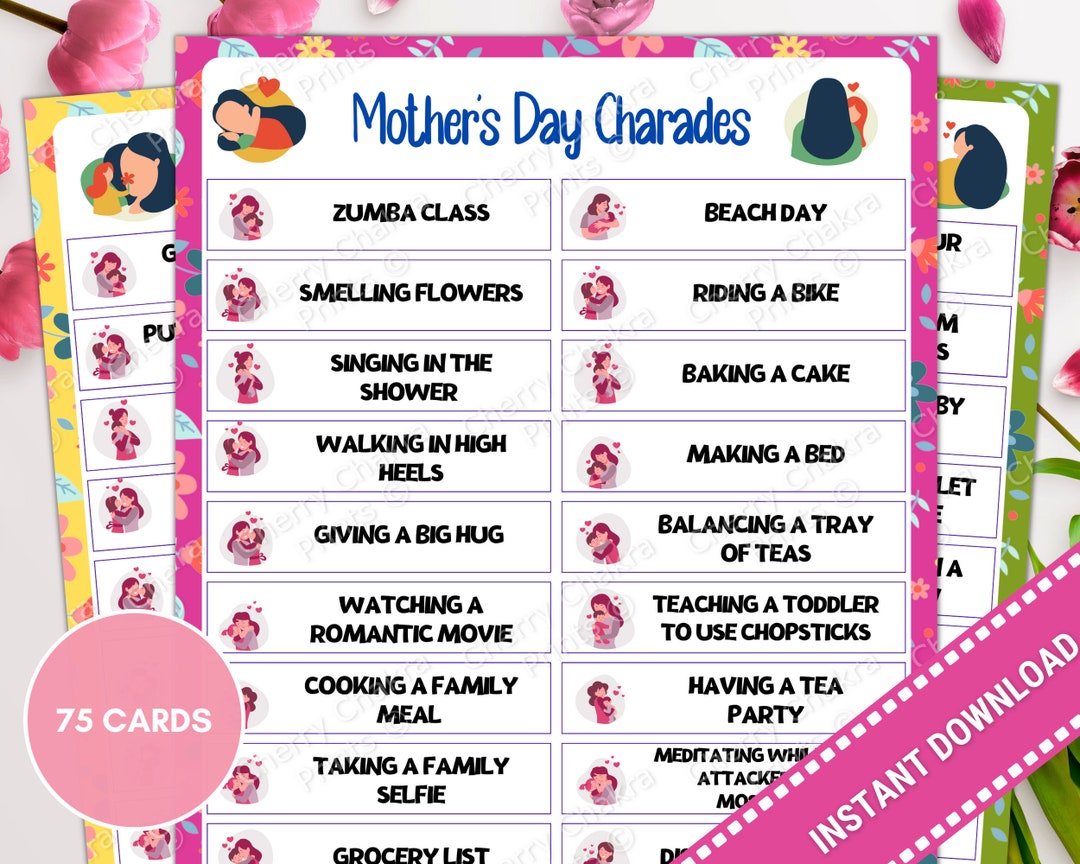 Mother's Day Charades Game Pictionary | Fun Mother's Day Family Game of ...