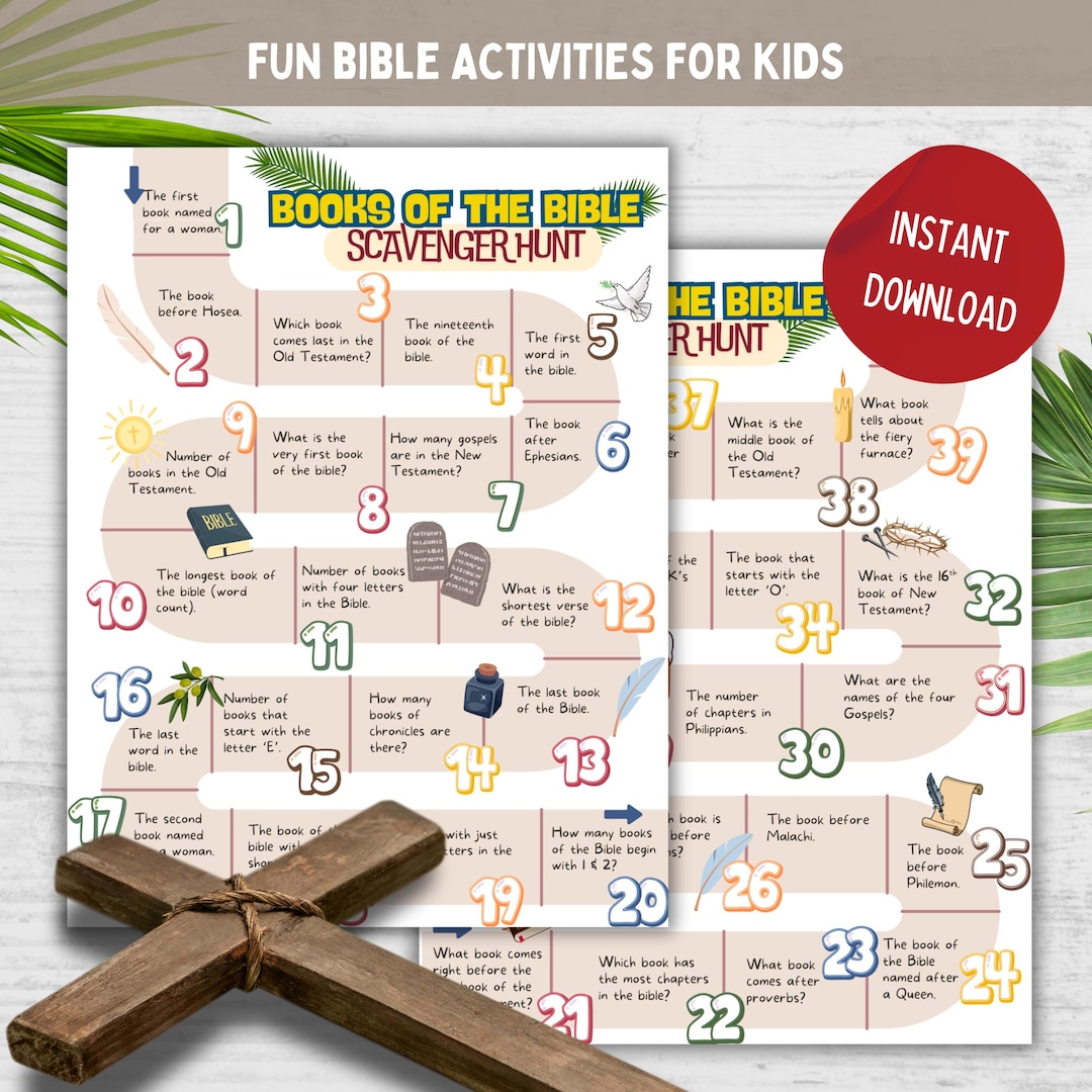 Books of the Bible Scavenger Hunt Game | Printable Bible Activity for ...