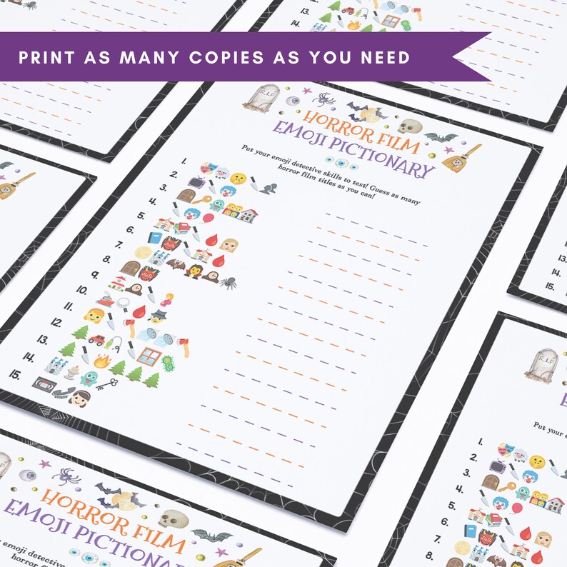 Halloween Horror Movie Emoji Pictionary Party Game, Halloween Scary ...