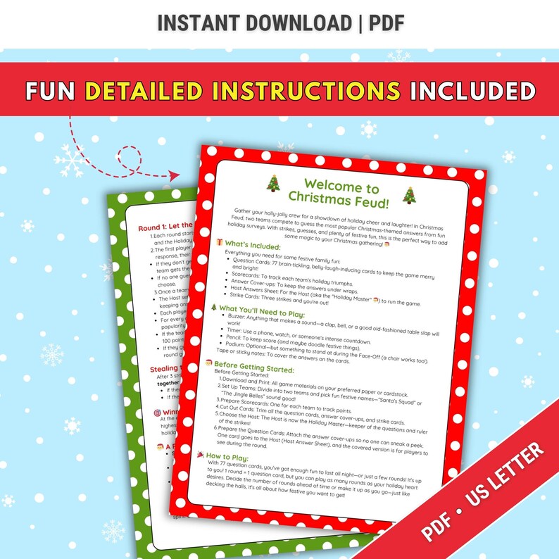 Christmas Friendly Feud Game | Printable Christmas Family Group Game ...