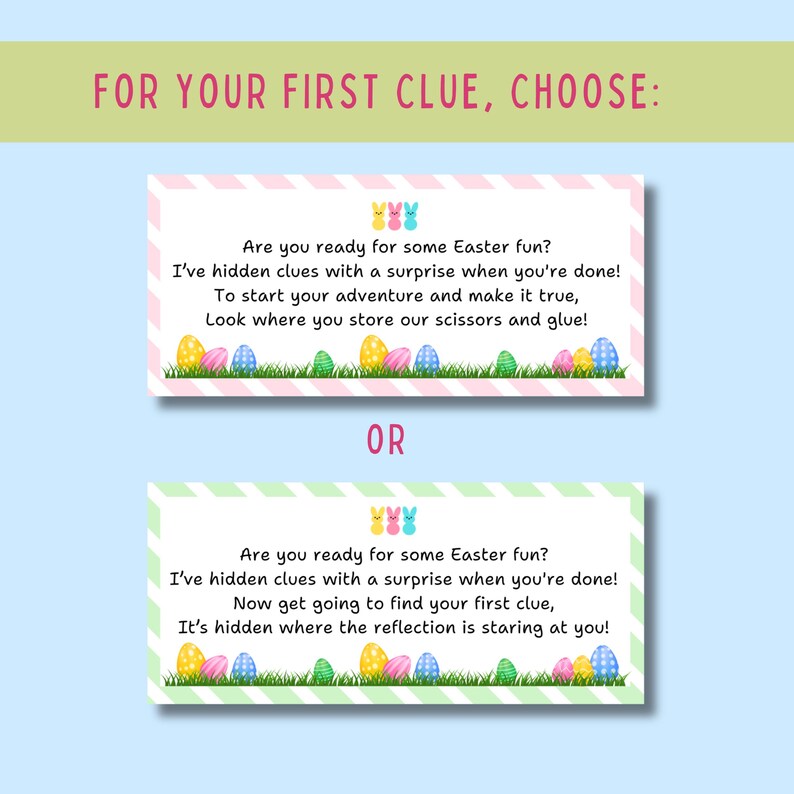 Fun Easter Egg Hunt Scavenger Hunt Clue Cards | Fun Indoor and Outdoor ...