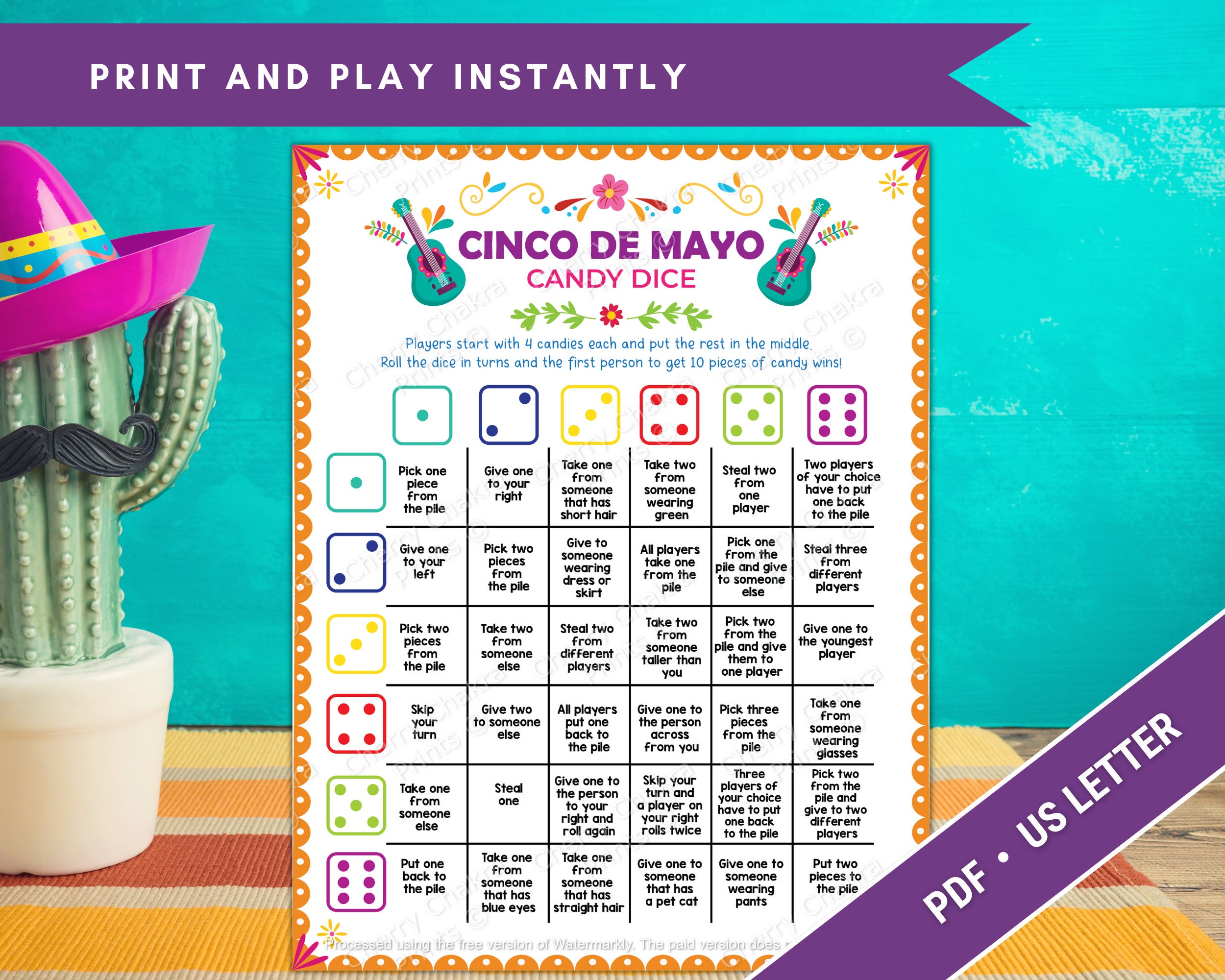 Cinco De Mayo Candy Dice Game, Printable Cinco De Mayo Fun Mexican ...