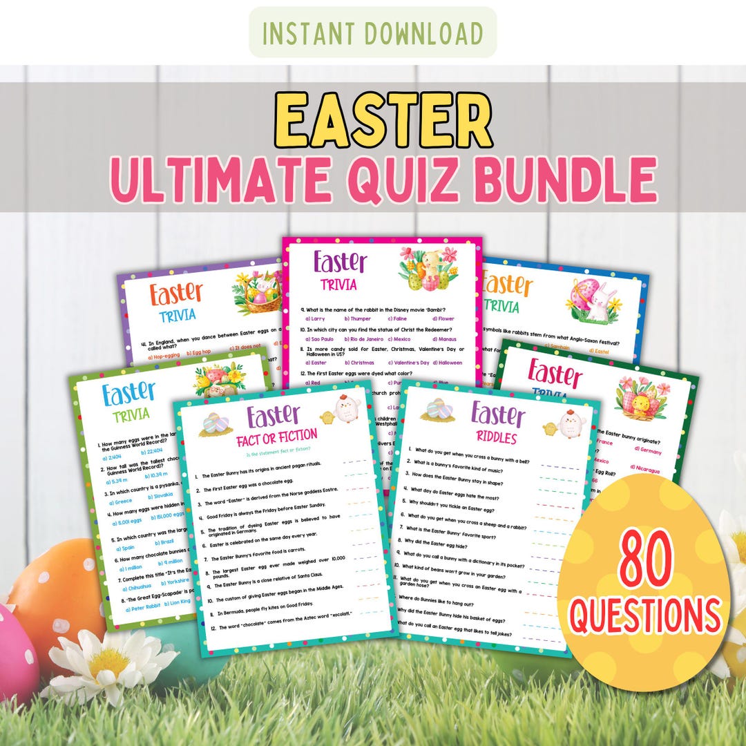 Easter Trivia Quiz Game Bundle, Printable Easter Games, Easter Activity ...