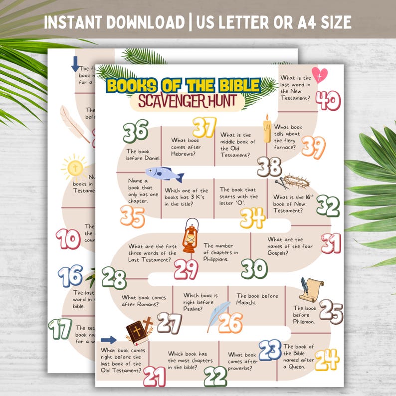 Books of the Bible Scavenger Hunt Game | Printable Bible Activity for ...