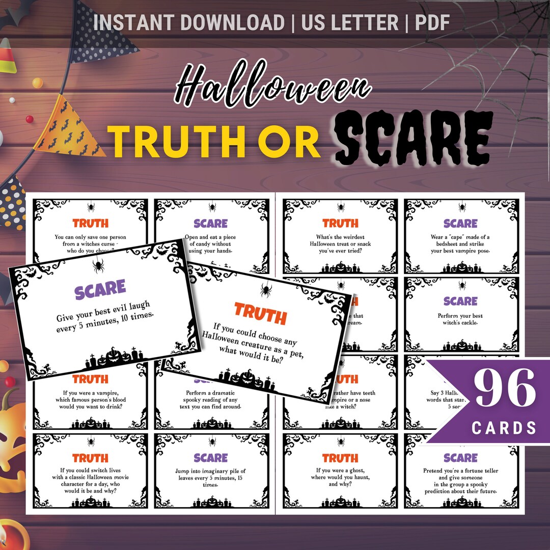 Halloween Truth or Scare Cards - the Fun Halloween Party Group Game for ...