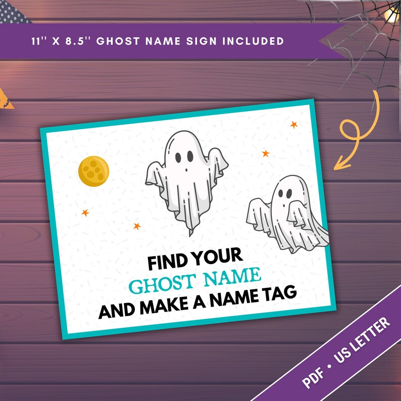 Halloween Ghost Name Game, What's Your Ghost Name Game WITH NAMETAGS ...