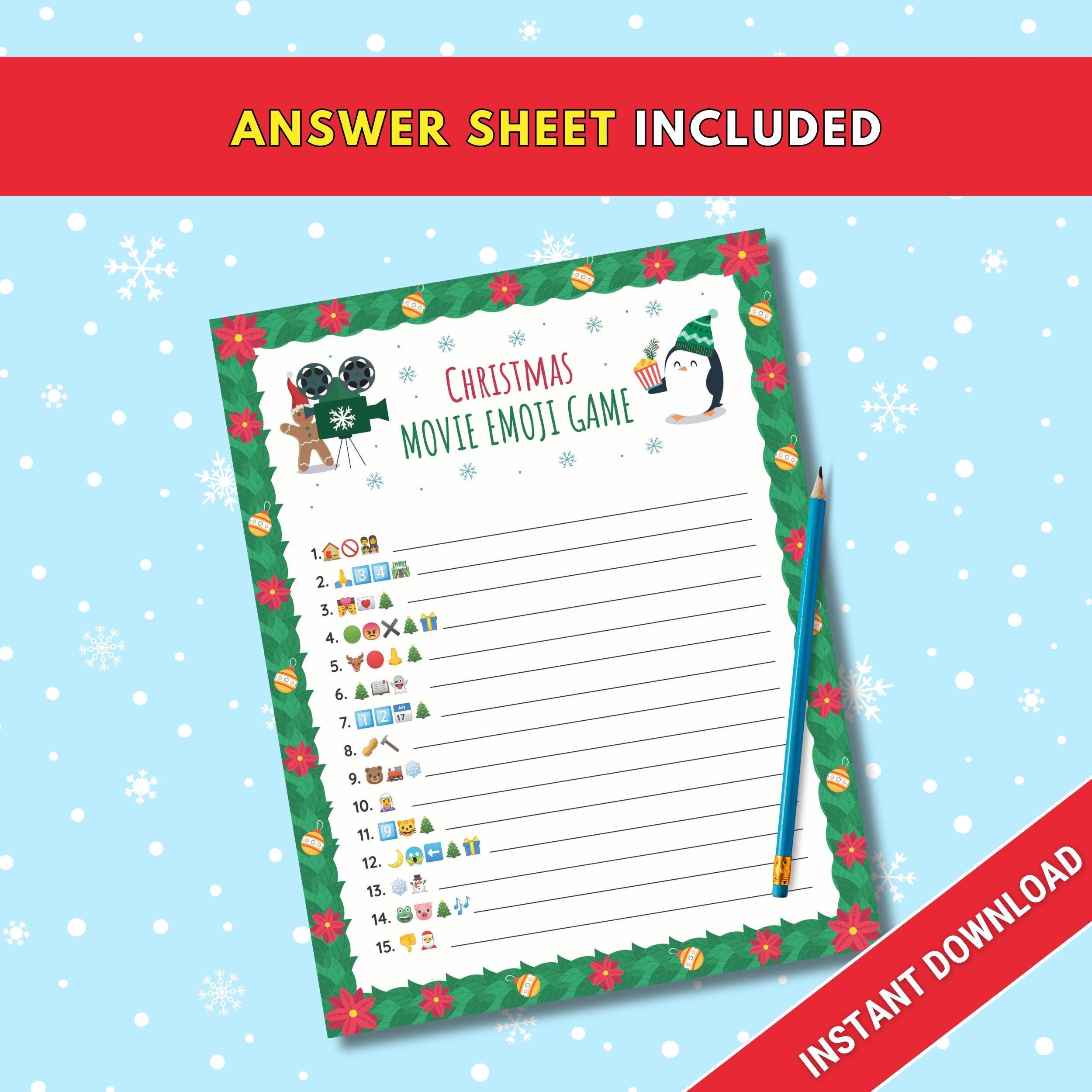 Christmas Movie Emoji Pictionary Party Game, Christmas Movie Trivia ...