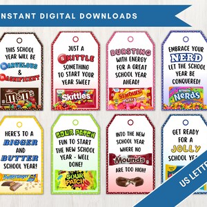 Back to School Candy Gift Tags, First Day of School Gift Tags for ...