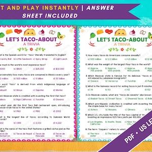 Fiesta Taco Trivia | Mexican Fiesta Printable Games | Tacos Fact or ...
