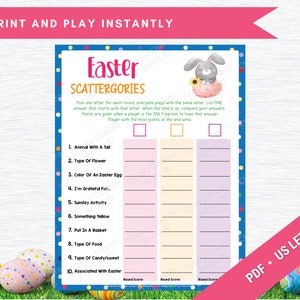 Easter Scattergories Game | Printable Easter Games, Easter Word Game ...