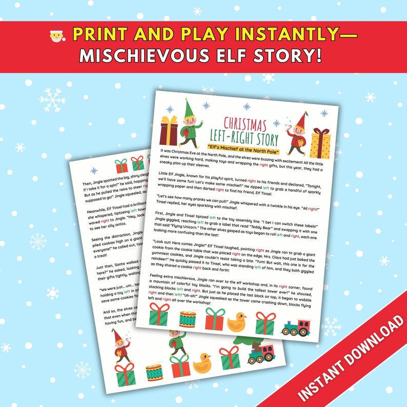 Christmas Left Right Story Game, Printable Christmas Party Game ...