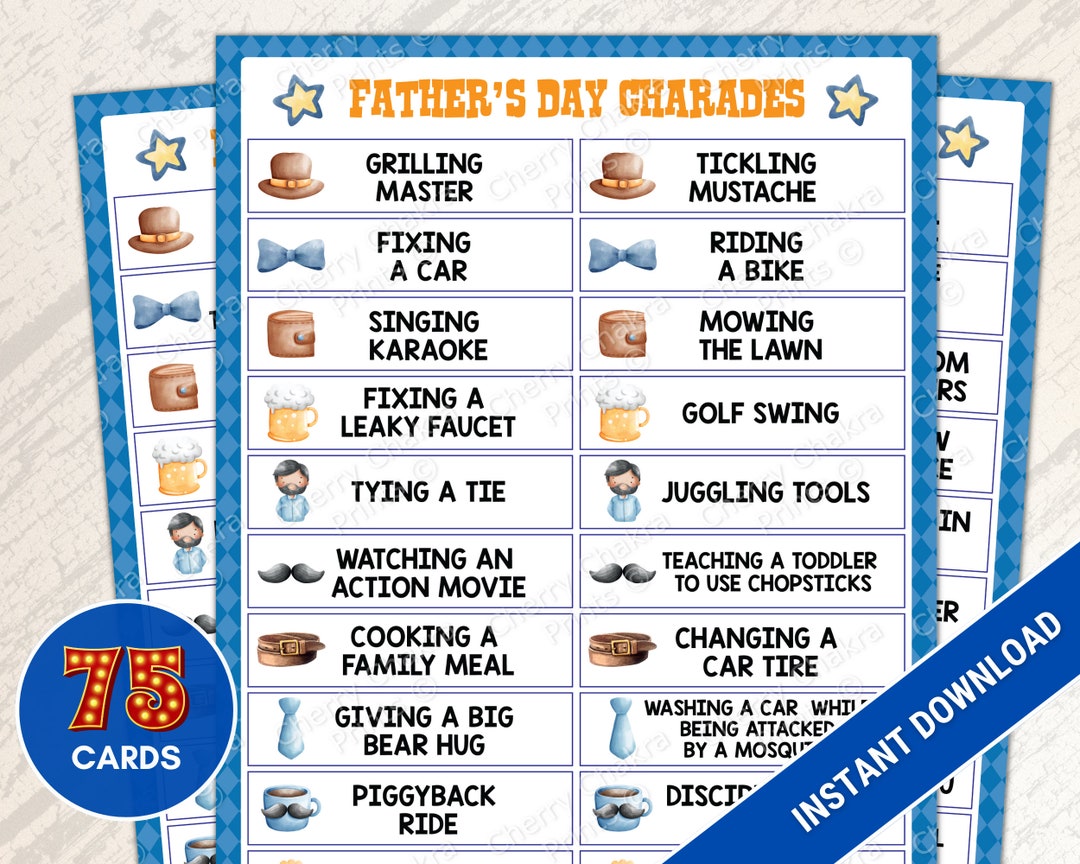 Father's Day Charades Game Pictionary | Fun Father's Dat Family Party ...