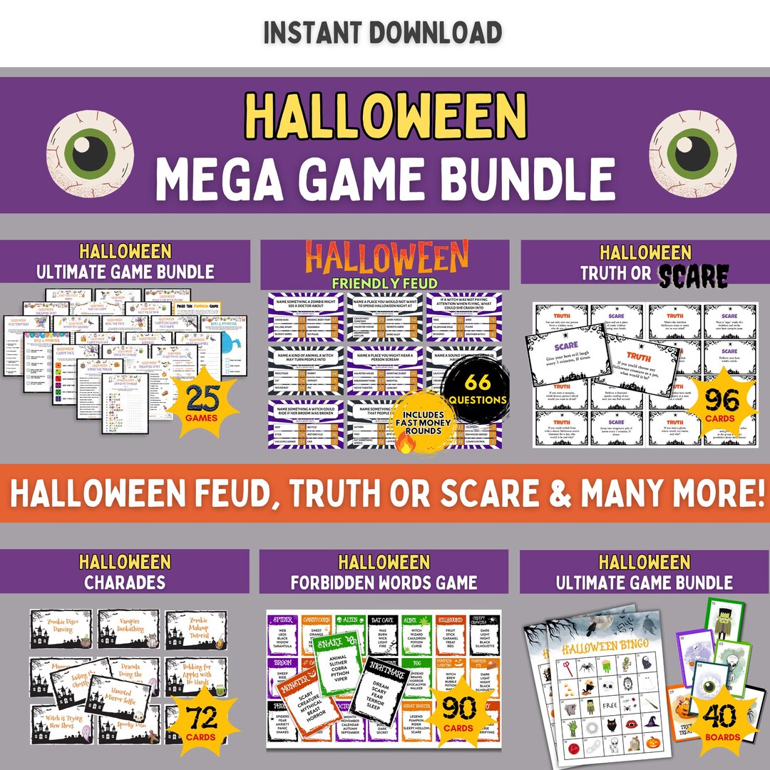 MEGA Halloween Game Bundle, Printable Halloween Games for Kids and ...
