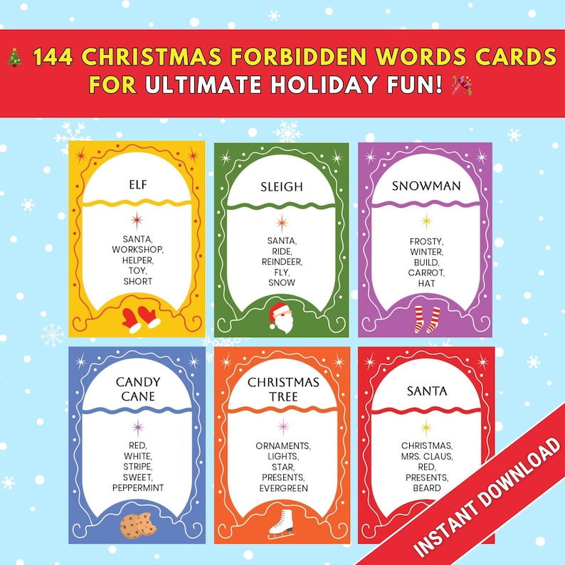 Christmas Forbidden Words Game, Printable Christmas Taboo Game ...