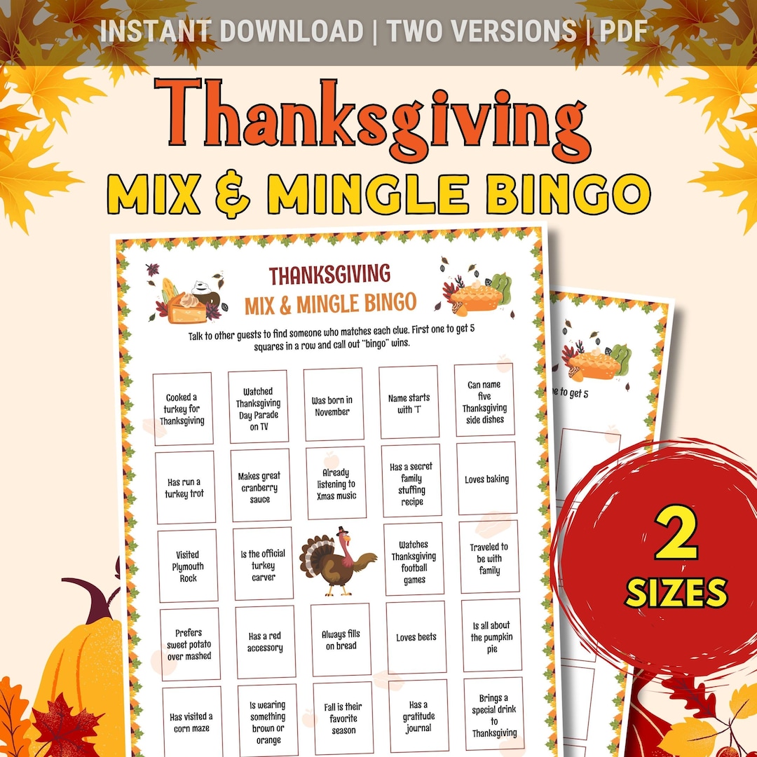 Thanksgiving Icebreaker Bingo Game, Mix and Mingle Icebreaker ...