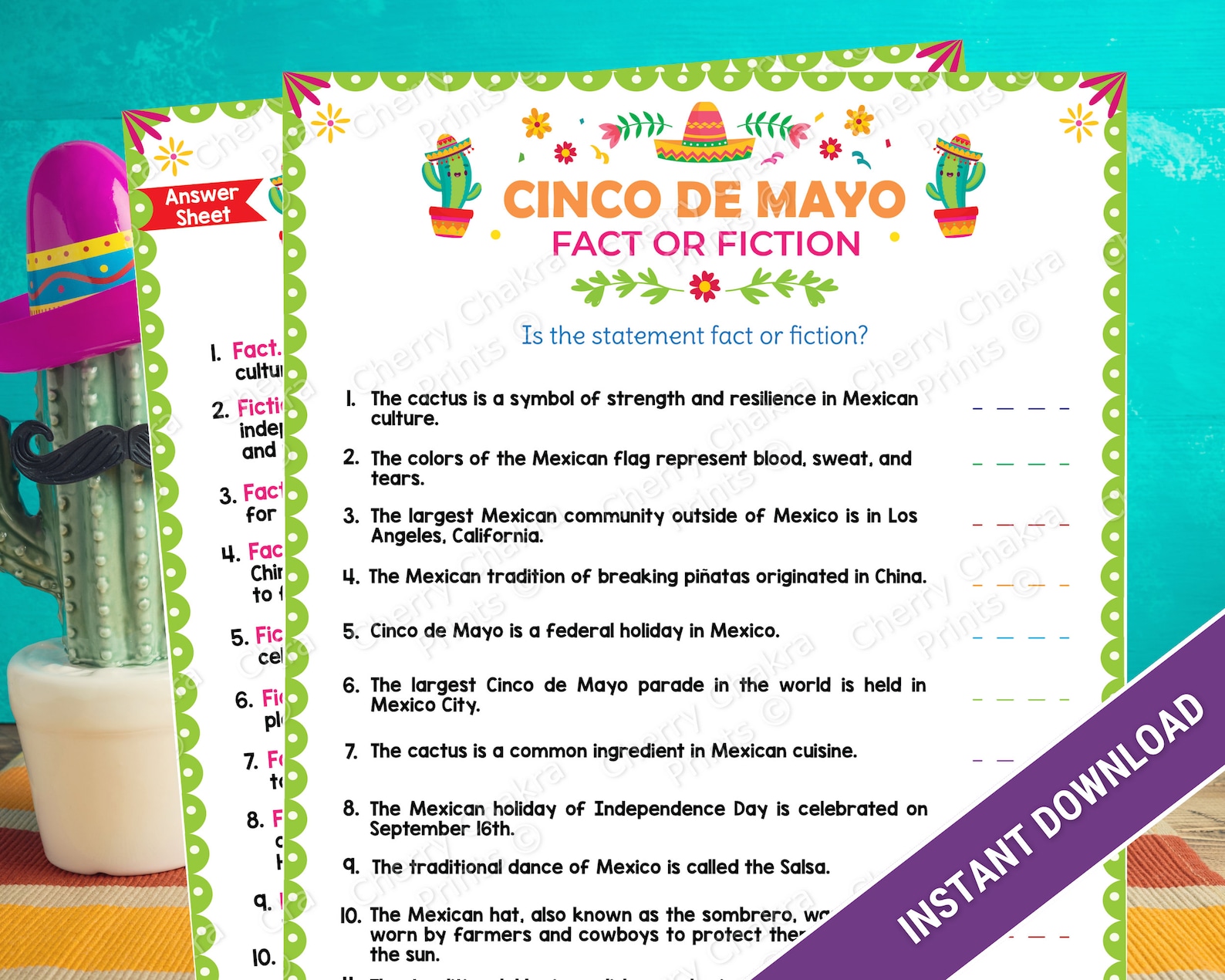 Cinco De Mayo Fact or Fiction Game | Printable Fun Cinco De Mayo Party ...