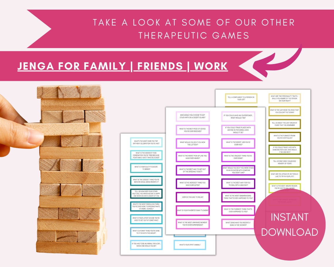 Jenga Questions & Conversation Starter Cards for Couples | Jenga Game ...